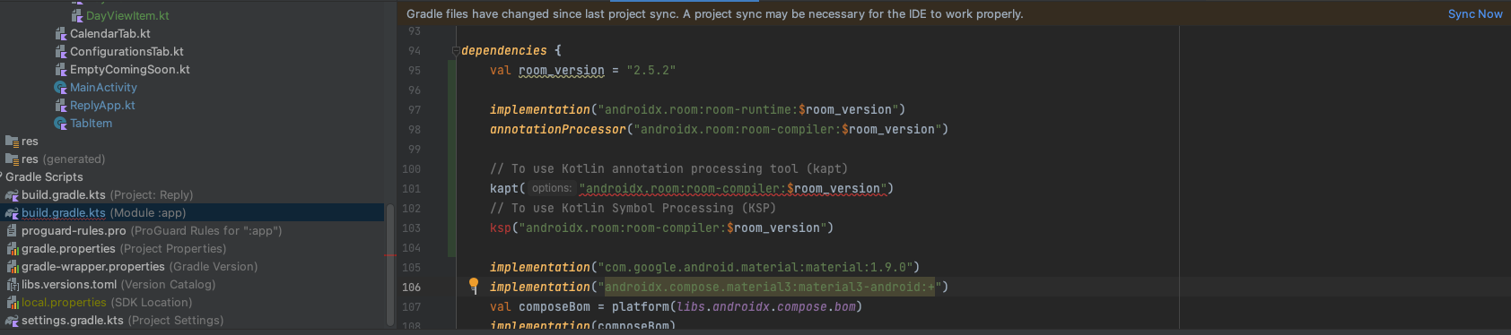 I am trying to implement a Room database but my app crashes kotlinlang ...